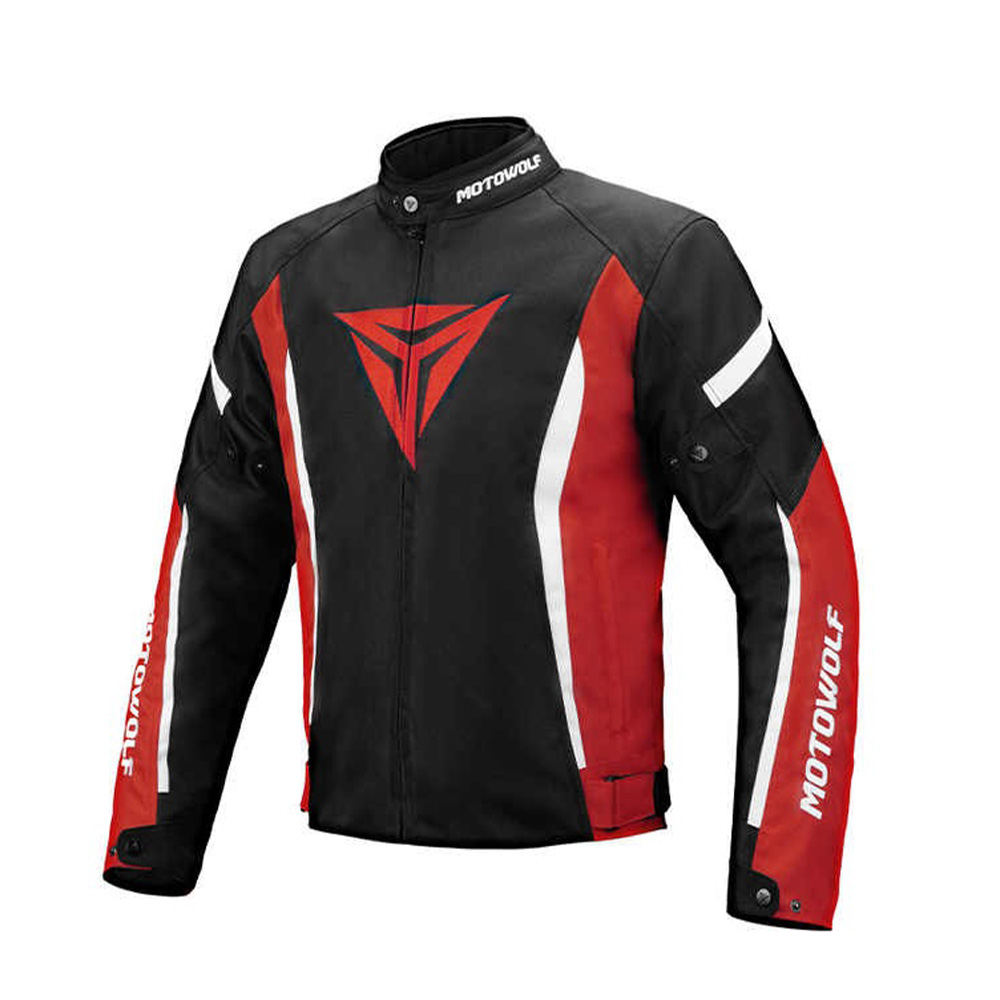 MotoWolf მოტო ქურთუკი დამცავებით - წითელი - Wheeler მოტო მაღაზია